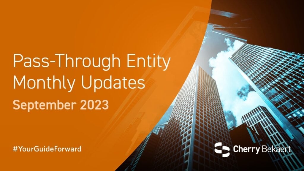 State Pass-Through Entity Tax Updates: September 2023 | Cherry Bekaert