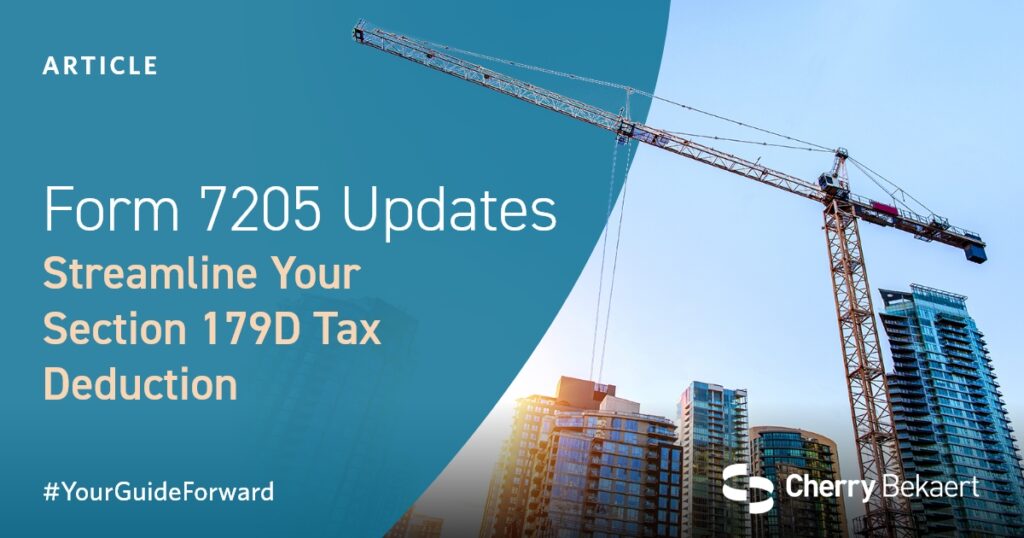 What Is IRS Form 7205? Section 179D Instructions | Cherry Bekaert